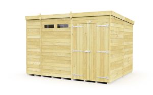 11 x 8 Feet Pent Security Shed - Double Door - Wood - L231 x W329 x H201 cm