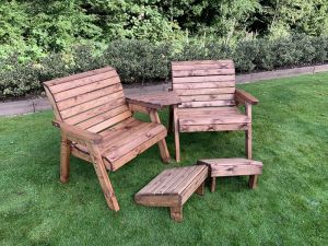 Grand Twin Angled Chair with Footstools - W220 x D74 x H98 - Fully ...