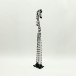 1.2M Hand Carved Zebra Statue - Wood - L15 x W15 x H120 cm