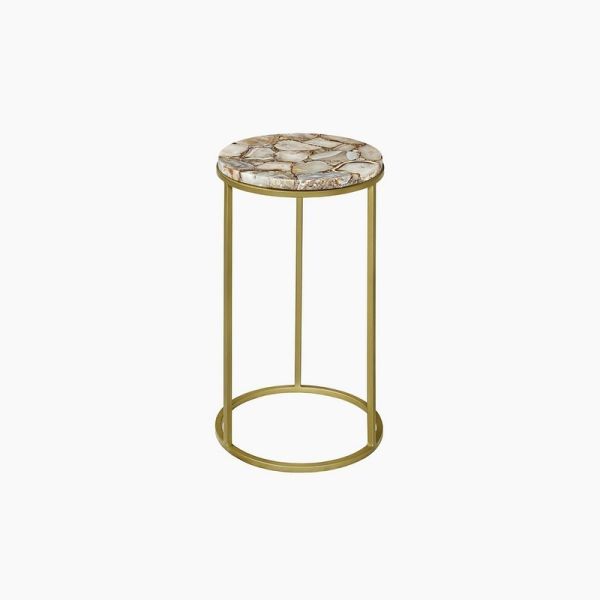 Greta End Table - Agate/Metal - L30 x W30 x H55 cm - Natural