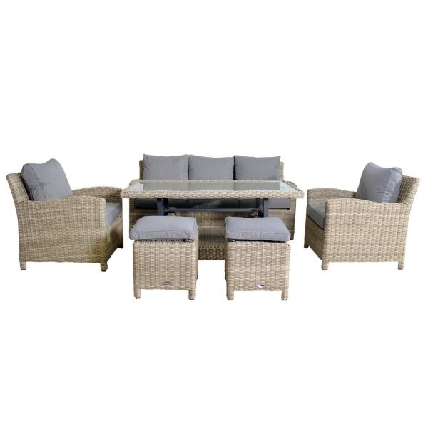 Wentworth 7 Seater 6 Pc Sofa Dining Set with Adjustable Height Table ...